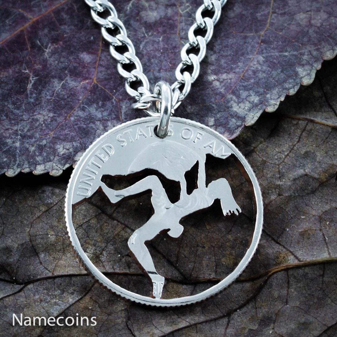Hand Cut Coin Rock Climbing Necklace: Woman Climber Gift - Etsy