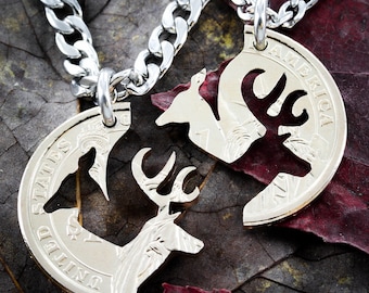 Buck and Doe Keychain Hunting Jewelry Deer Necklace | Etsy