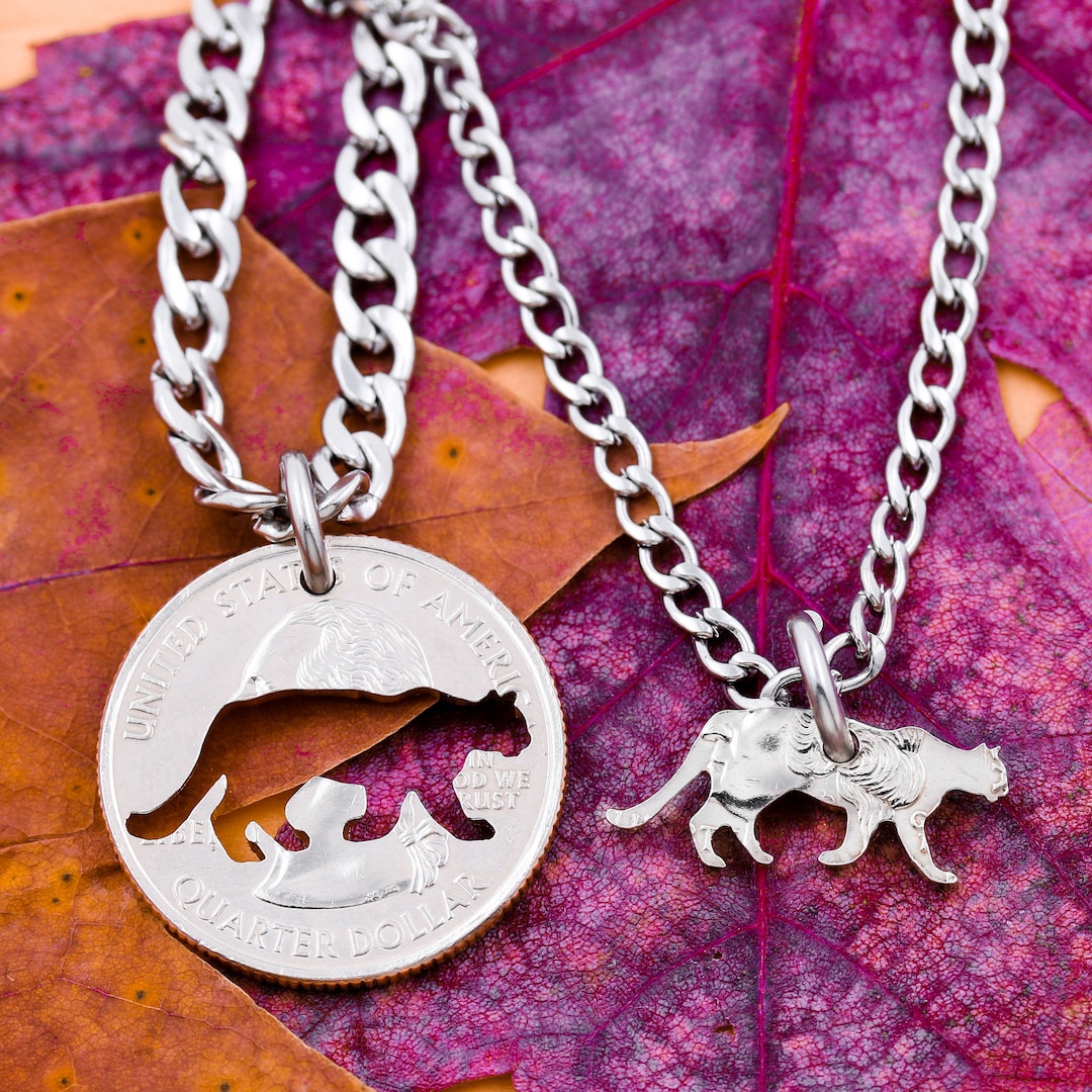 Bobcat Necklaces, Inside and Outside Pieces, Best Friends or Couples ...