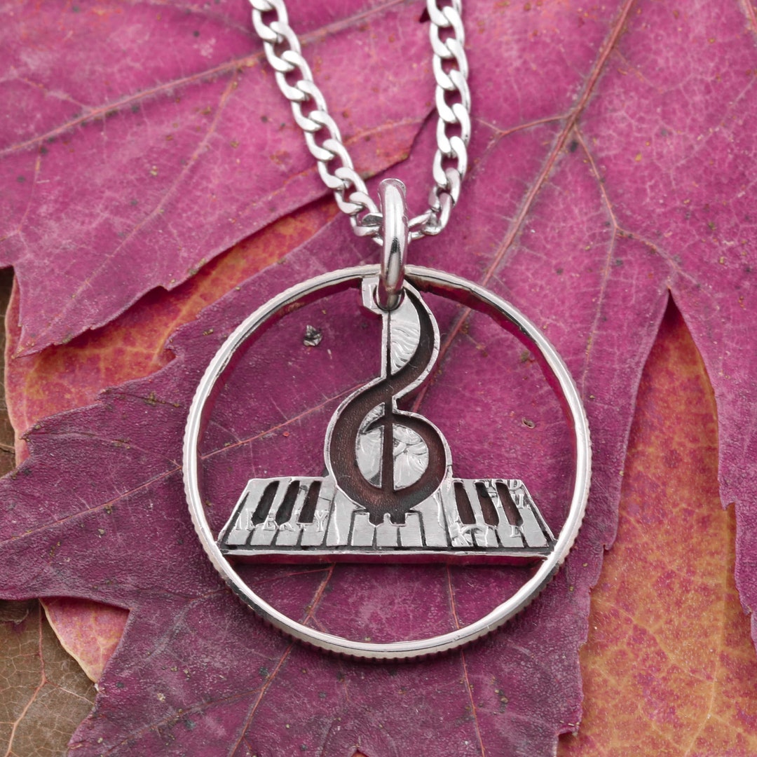 Engraved Piano and Treble Clef, Musician Necklace, Music Note, Musical ...
