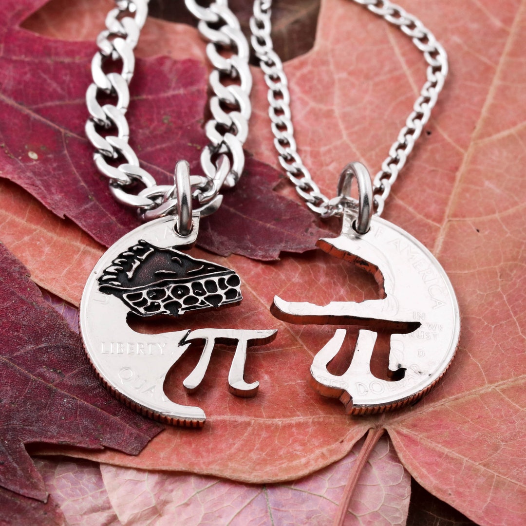 Interlocking Pie and Pi Necklace Set: Hand Cut Coin Jewelry - Etsy