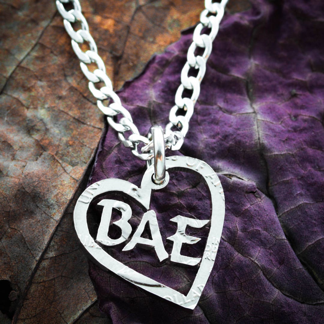 Bae Heart Necklace, Hand Cut Coin - Etsy