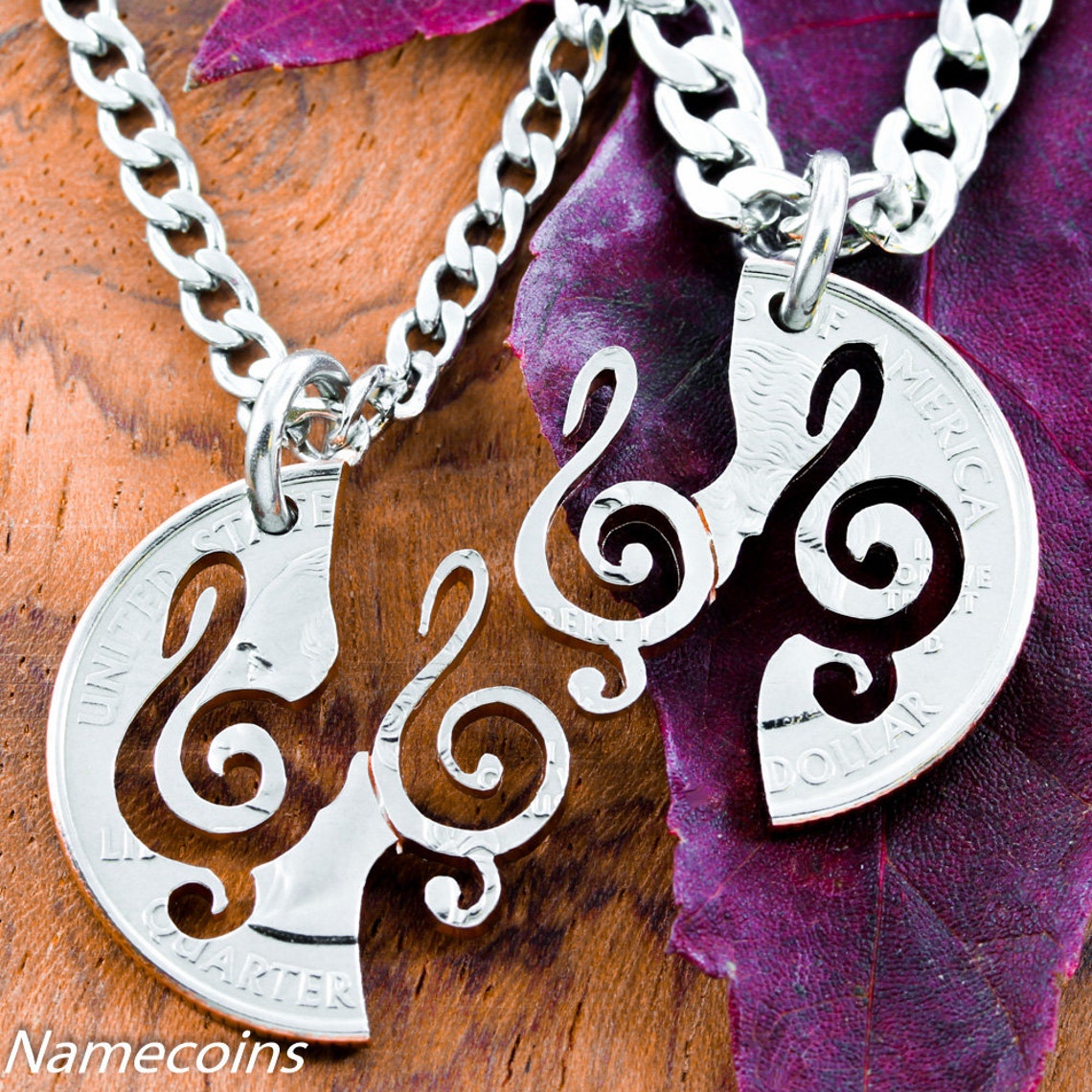 Treble Clef Bff Necklaces for 2 Music Best Friends Gifts | Etsy