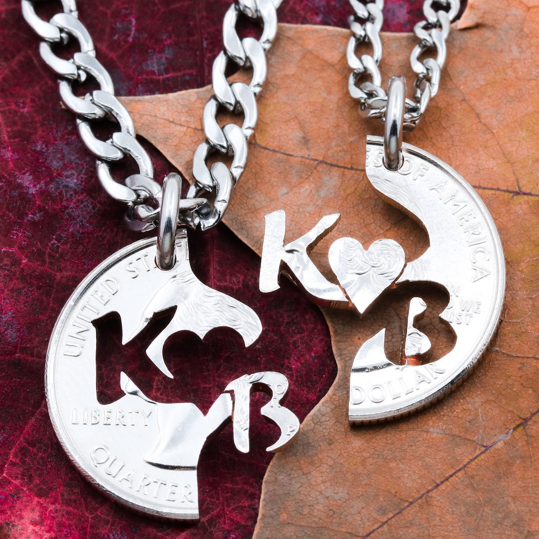 Couples Split Necklaces, Custom Interlocking Initials, Bespoke ...