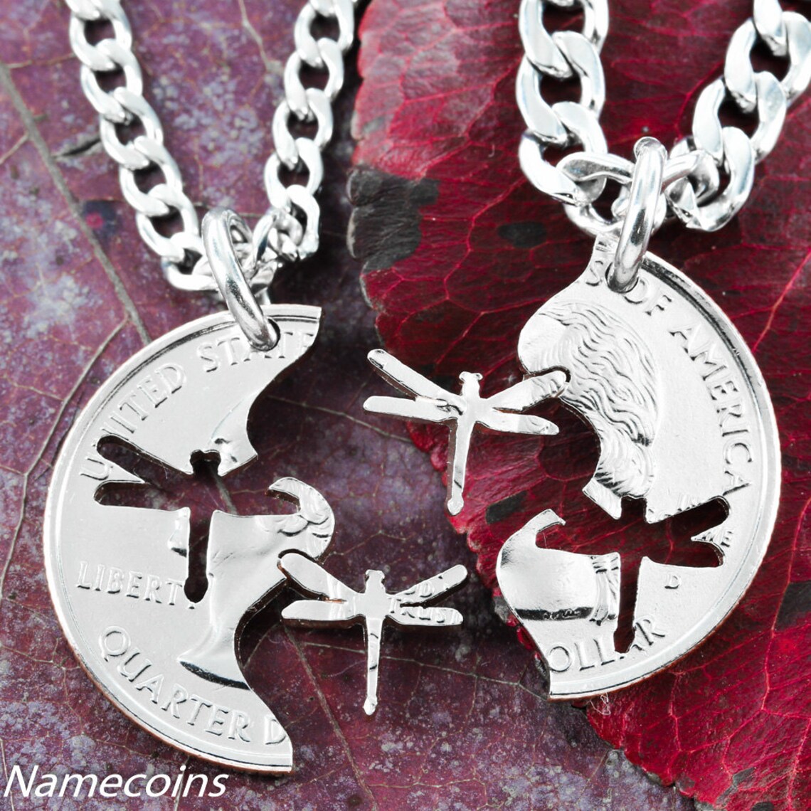Dragonfly BFF Necklaces Best Friends Gifts Interlocking - Etsy