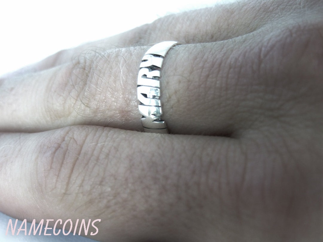 5mm Sterling Silver Personalized Hand Cut Name Ring - Etsy