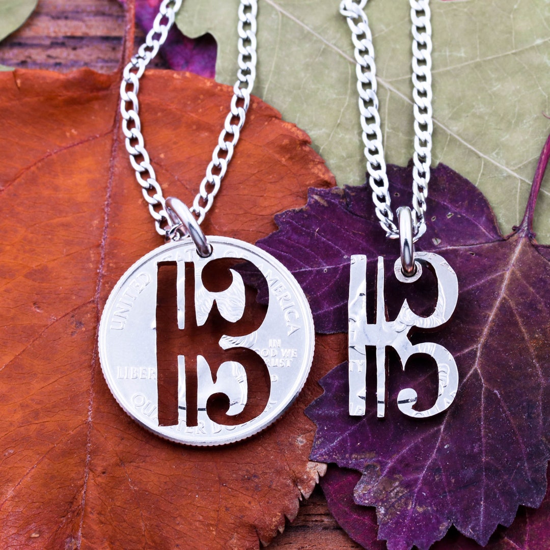 Hand Cut Coin Alto Clef Necklace: Viola Music Jewelry Gift - Etsy