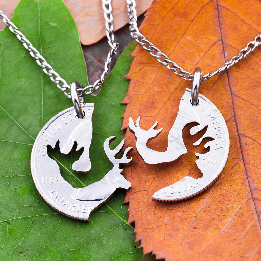 Buck and Spike Necklaces, Father and Son Jewelry, Interlocking Animals ...
