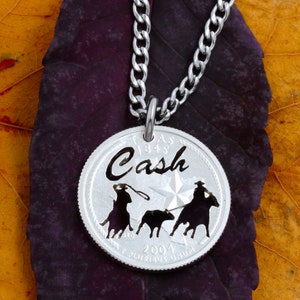 Team Roping Necklace With Custom Cut Name, Calf Roper, Western Jewelry ...