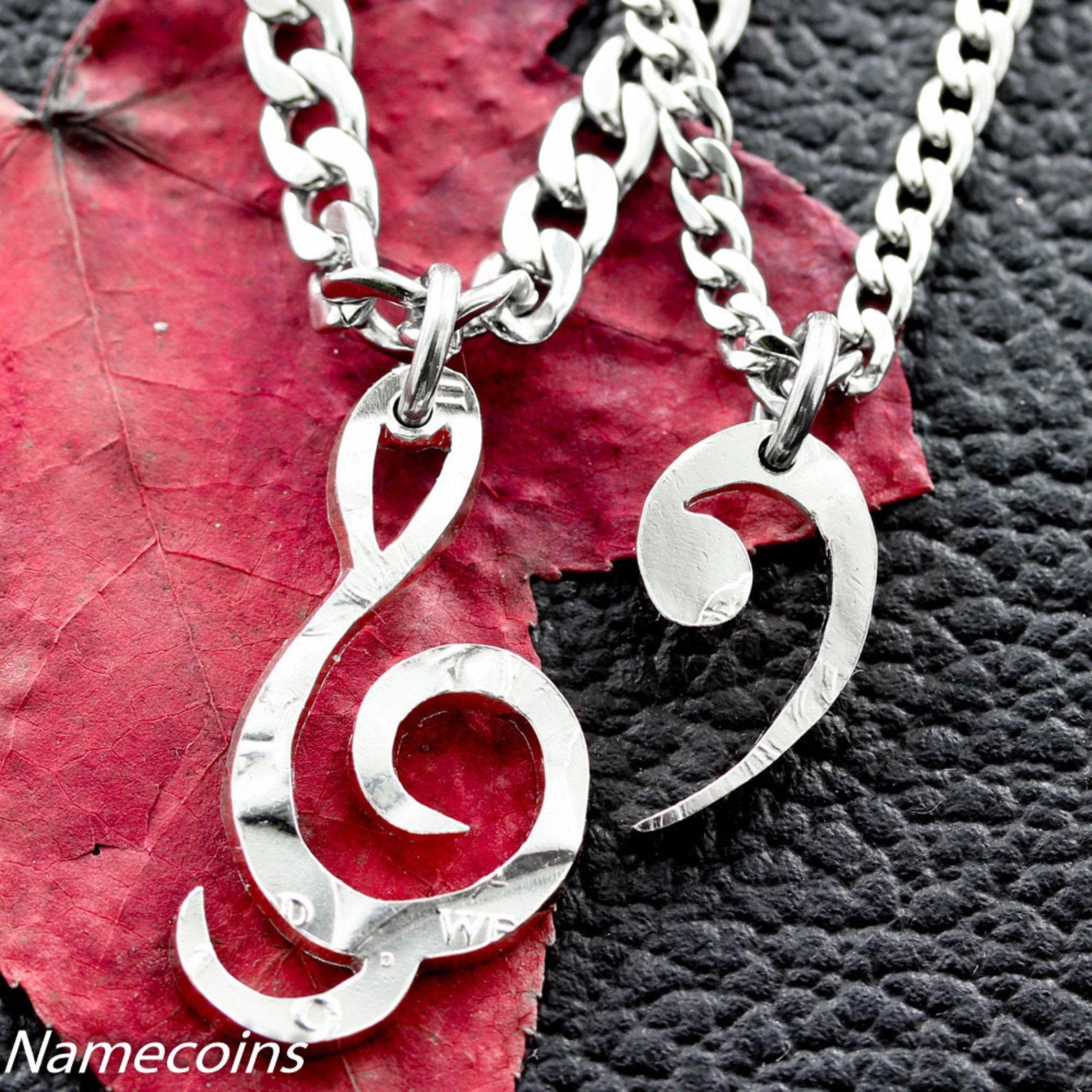 Treble Clef and Bass Clef Necklace BFF Necklaces for 2 Best | Etsy