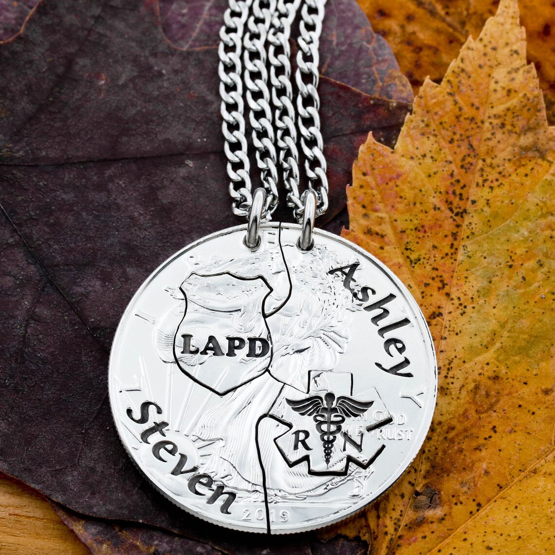 Police Shield and RN Nurse Necklaces With Custom Engraved | Etsy