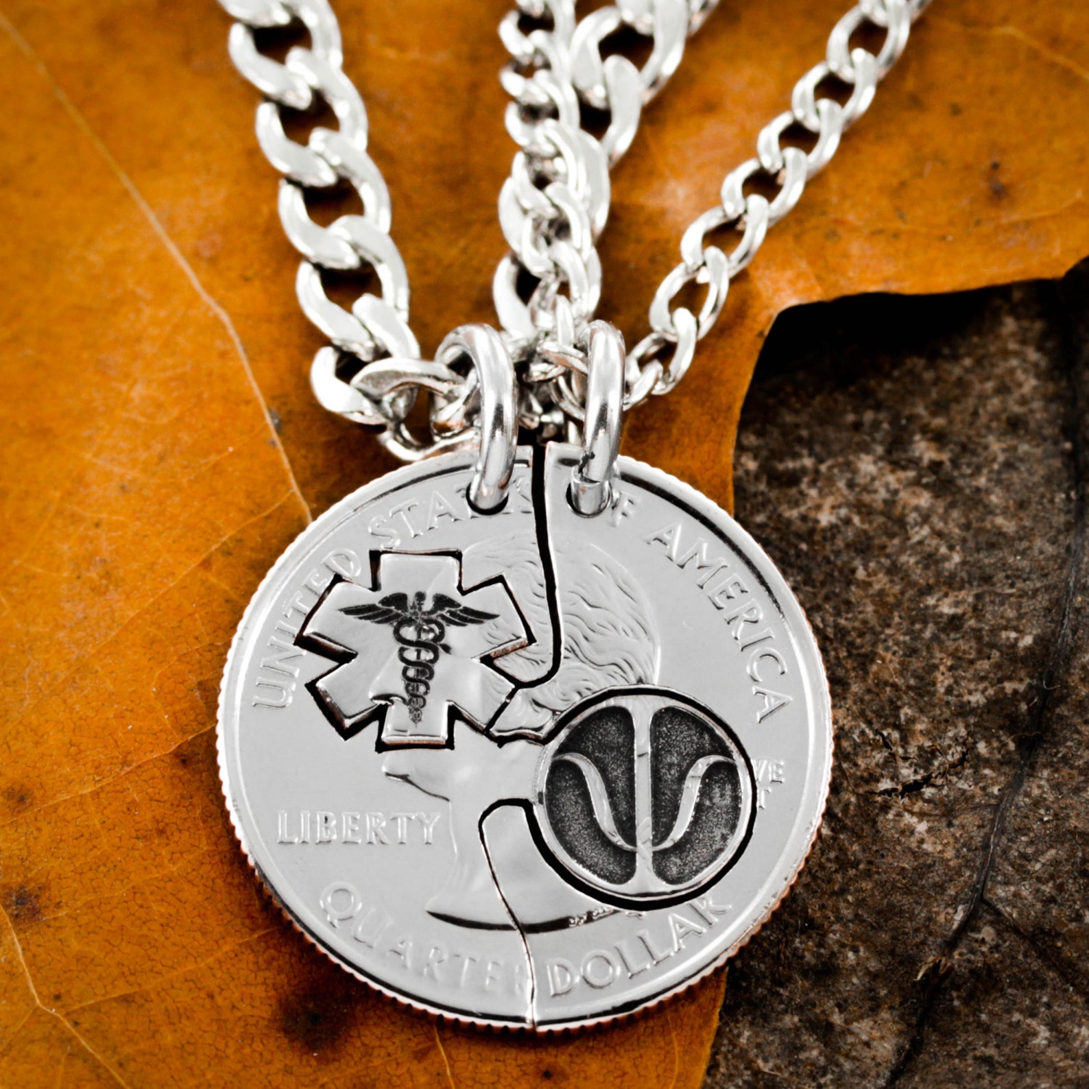 Psychology Best Friends Necklace Psi and Caduceus Symbols | Etsy