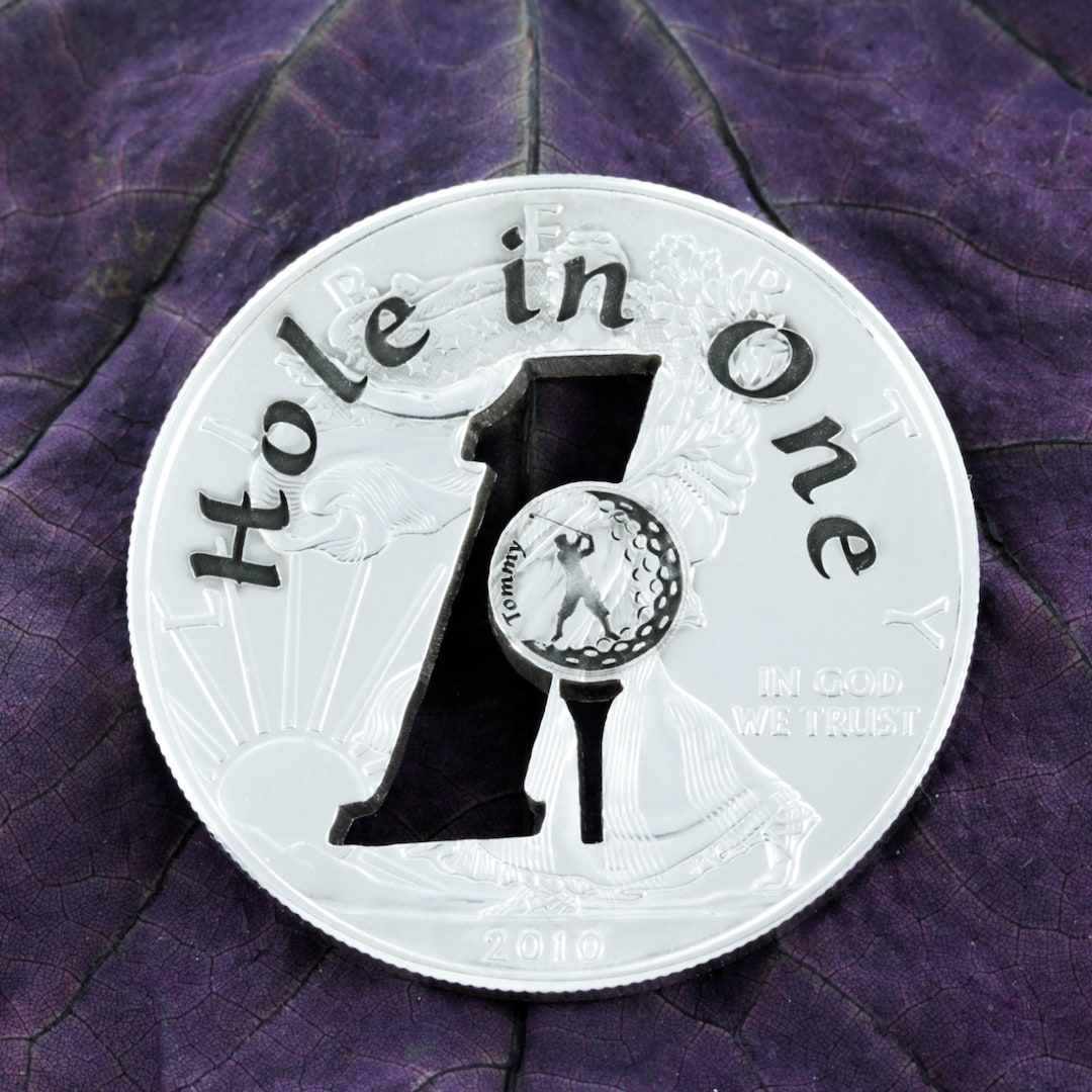 Silver Golf Ball Marker, Hole in One, Gifts for Golf Dad, Custom Coin ...