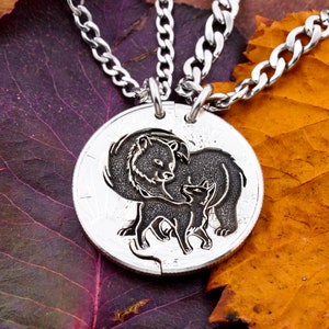 Bear and Fox Couples Necklaces, Engraved BFF or Couples Jewelry Gifts ...