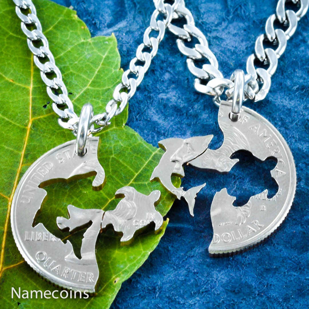 Shark and Turtle BFF Necklace, Friendship Set, Best Friends Forever ...