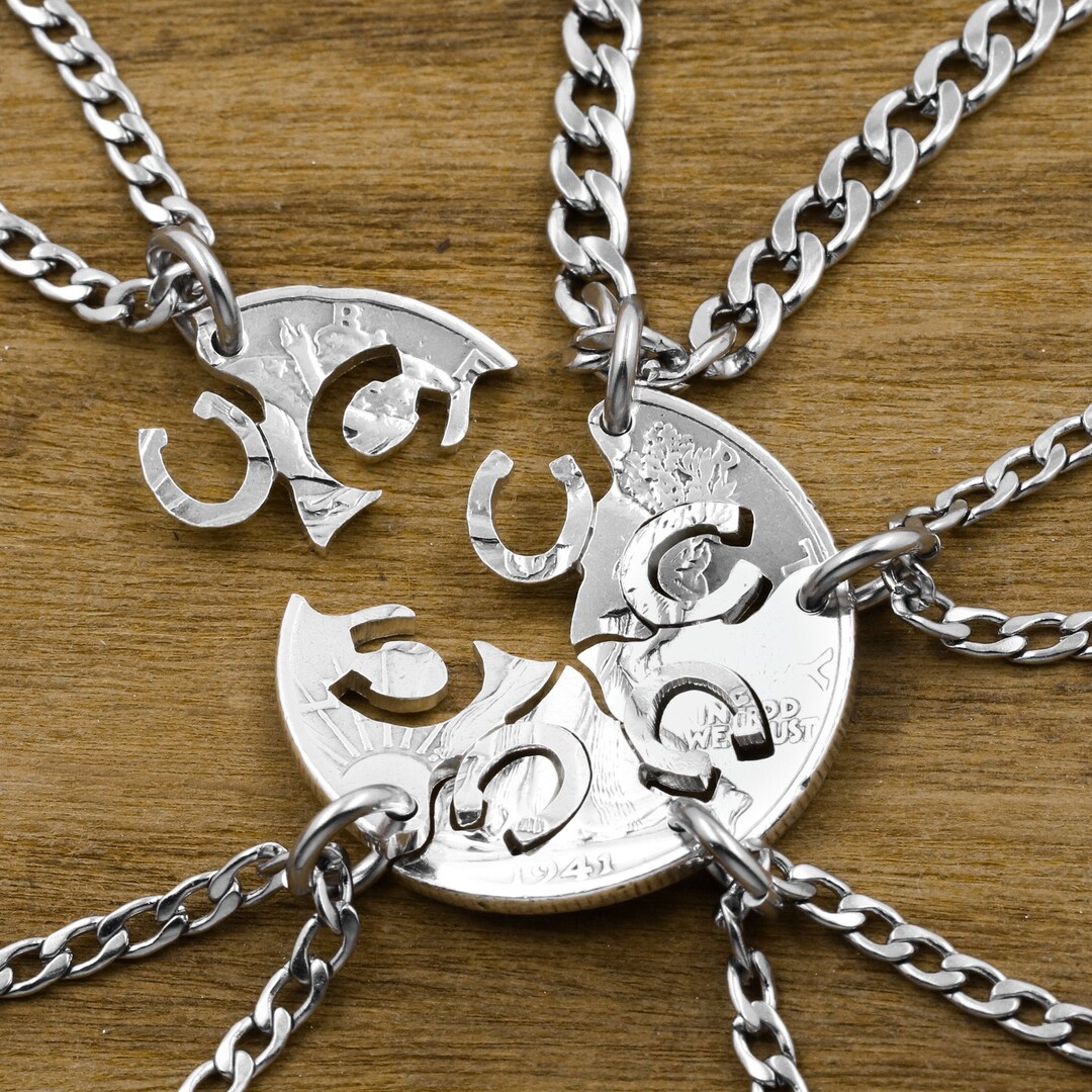 5 Horseshoe Necklaces, Hand Cut Coin Jewelry, Family Gift - Etsy
