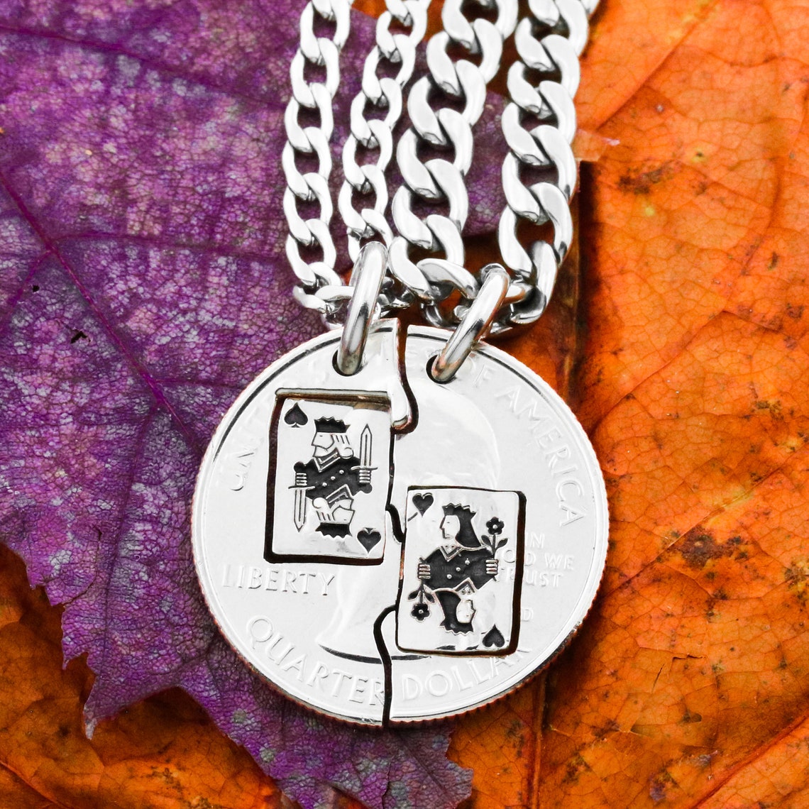 Playing Card Necklaces King and Queen Couples Gifts Best | Etsy