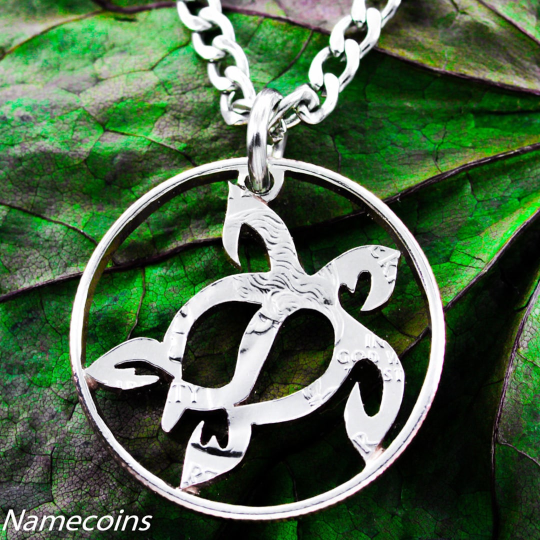 Sea Turtle Necklace, Tortoise Jewelry, Hand Cut Coin - Etsy