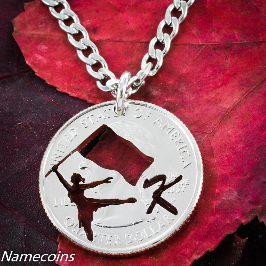 Color Guard Jewelry With Your Custom Initial, Hand Cut Quarter - Etsy