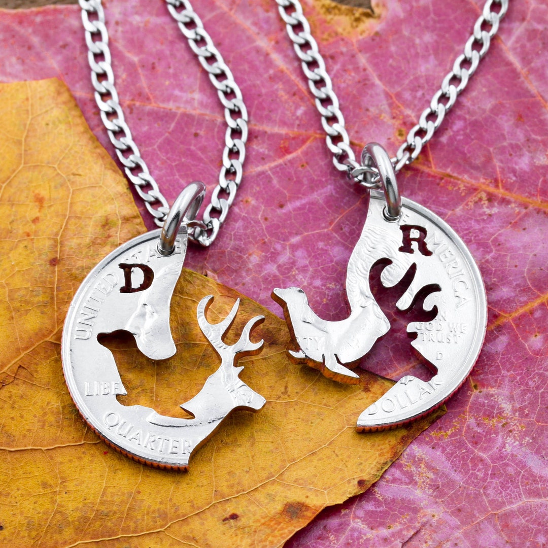 Seal and Buck Deer Necklaces, Custom Cut Initials, Animal Gifts for Him ...