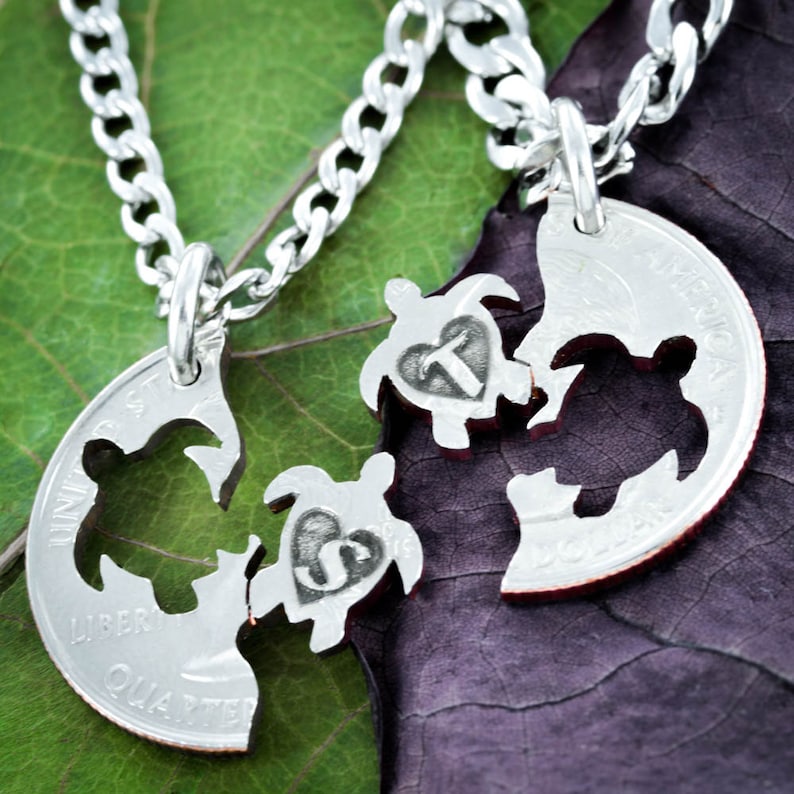Turtles With Custom Initials Best Friends Necklaces Turtle - Etsy