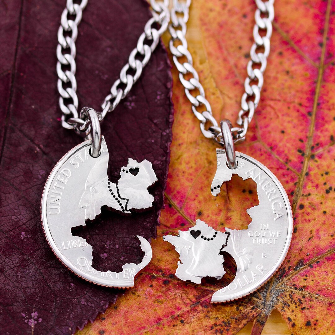 Hand Cut Coin Necklace: Country to Country Long Distance Relationship ...