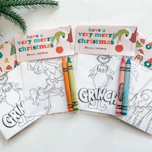 Grinch Christmas Party Favor Mini Coloring Sheet With Crayons, Custom ...
