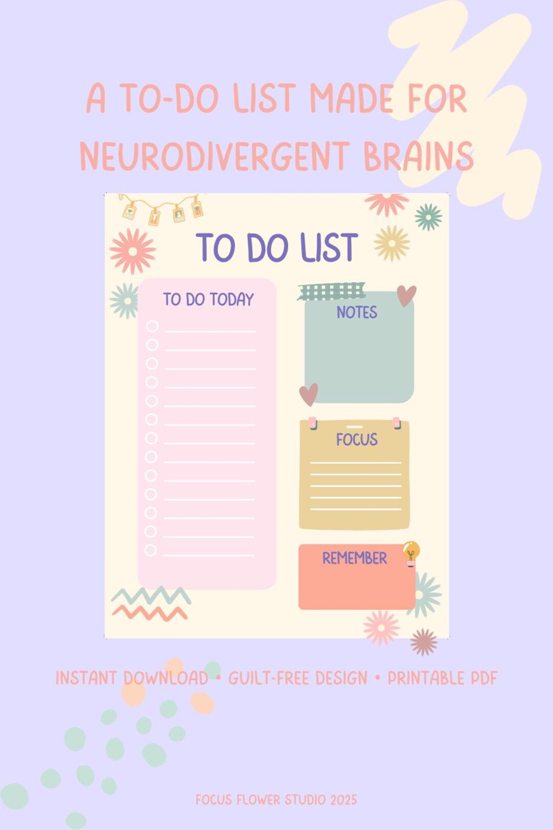 ADHD Daily To-do List Printable | Neurodivergent Task List | Pastel ...