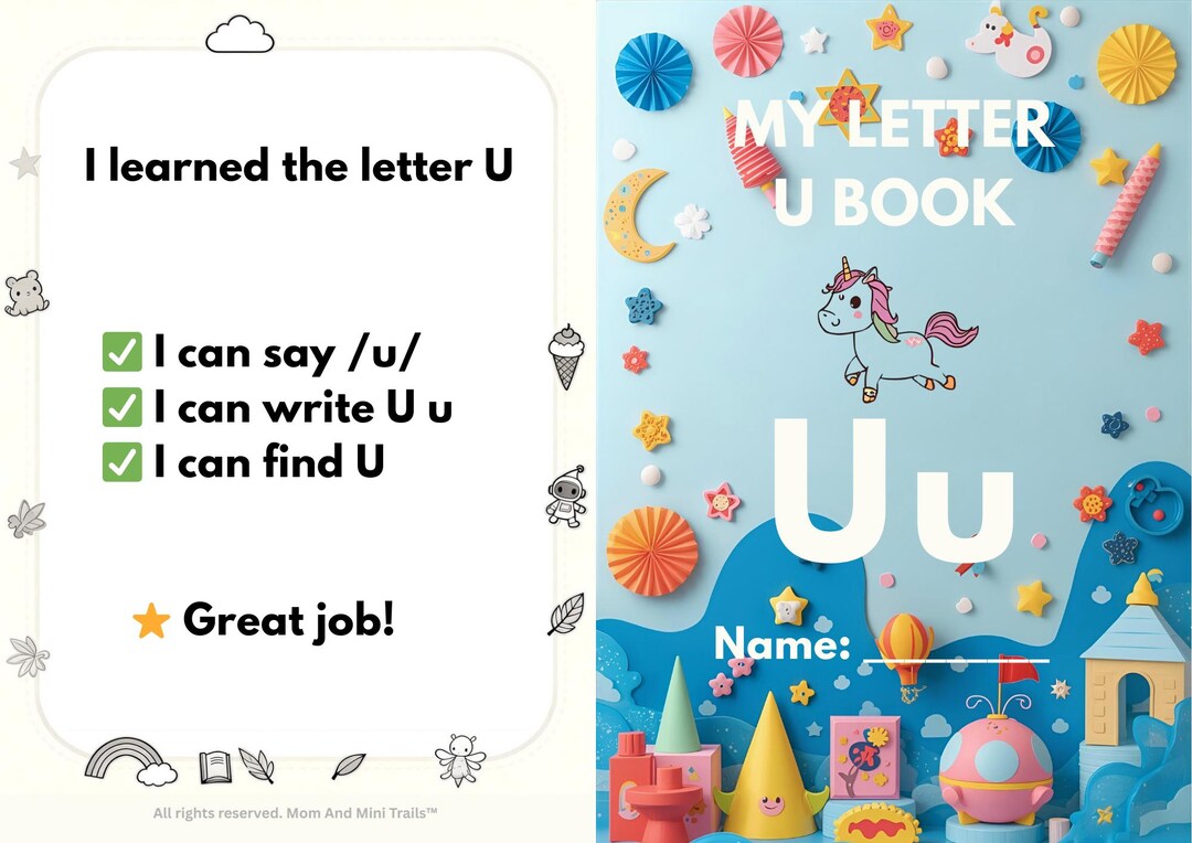 Letter U Mini Book | Preschool Phonics Worksheet (PDF Download) - Etsy