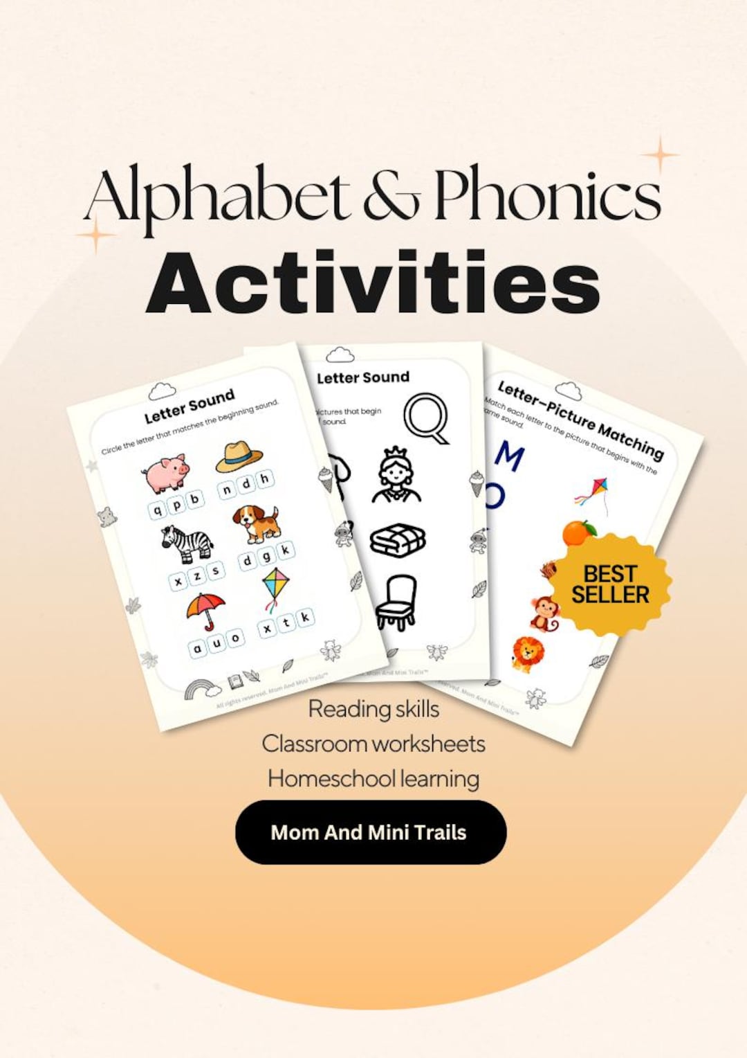 Phonics Worksheets Bundle A-Z | Letter Sound Activities for Preschool (PDF A4/US Letter) - Etsy