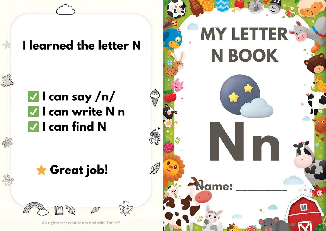 Letter N Mini Book | Preschool Phonics Worksheet (PDF Download) - Etsy UK