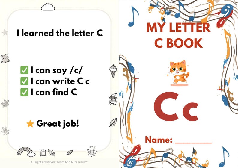 Letter C Mini Book | Preschool Phonics Worksheet (PDF Download) - Etsy