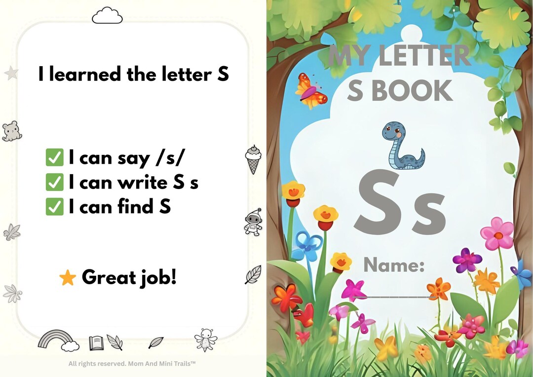 Letter S Mini Book | Preschool Phonics Worksheet (PDF Pattern) - Etsy