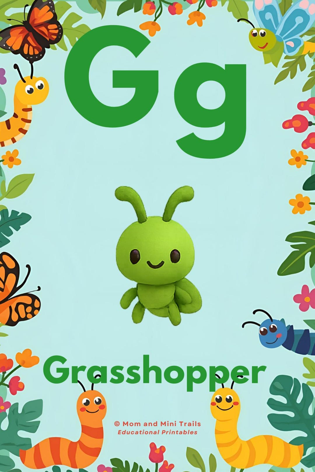 A-Z Insects & Worms Alphabet Flashcards | Printable ABC Learning Cards ...