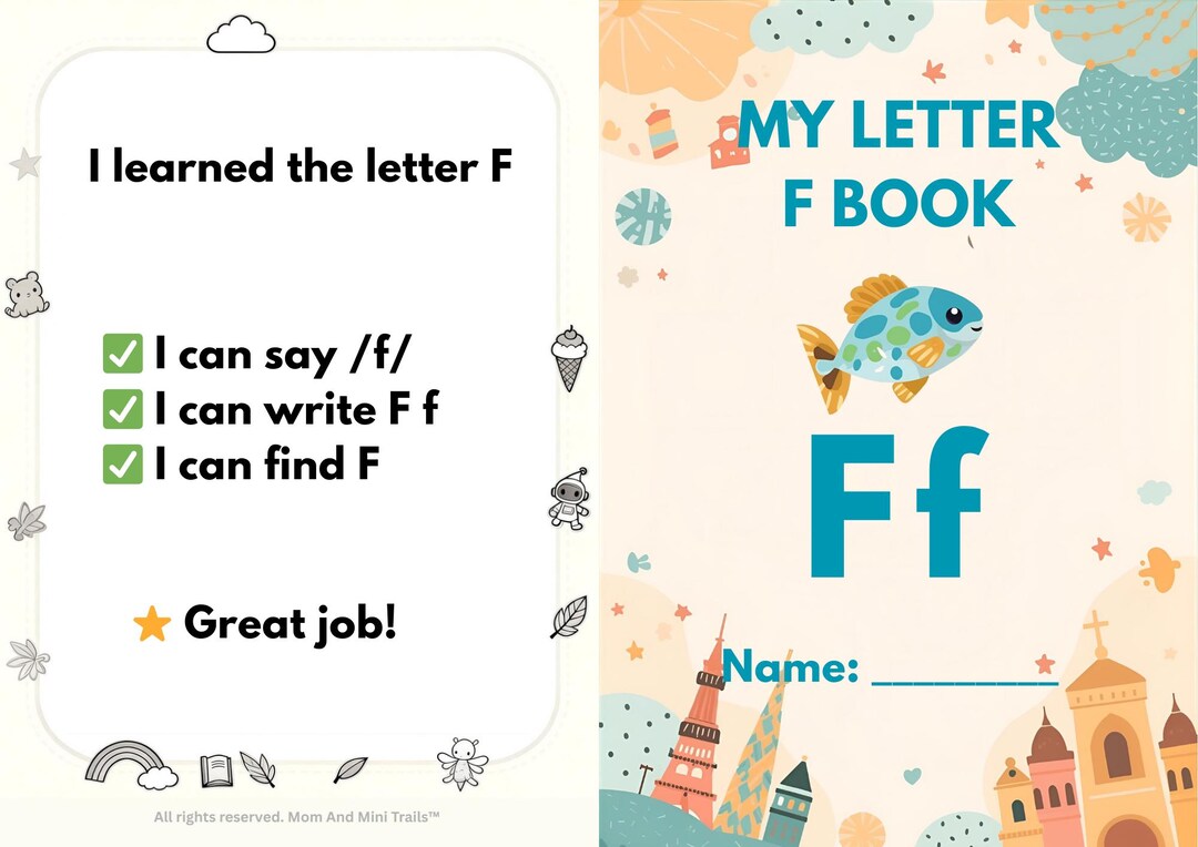 Letter F Mini Book Printable | Phonics Worksheet, Homeschool Activity ...