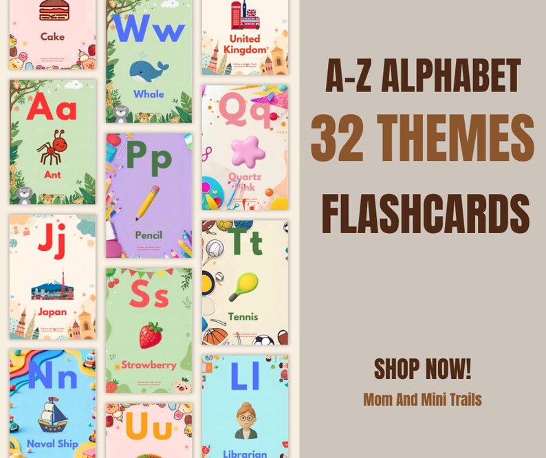 6 Animals & Nature Alphabet Flashcards Bundle | A-Z Printable ABC ...