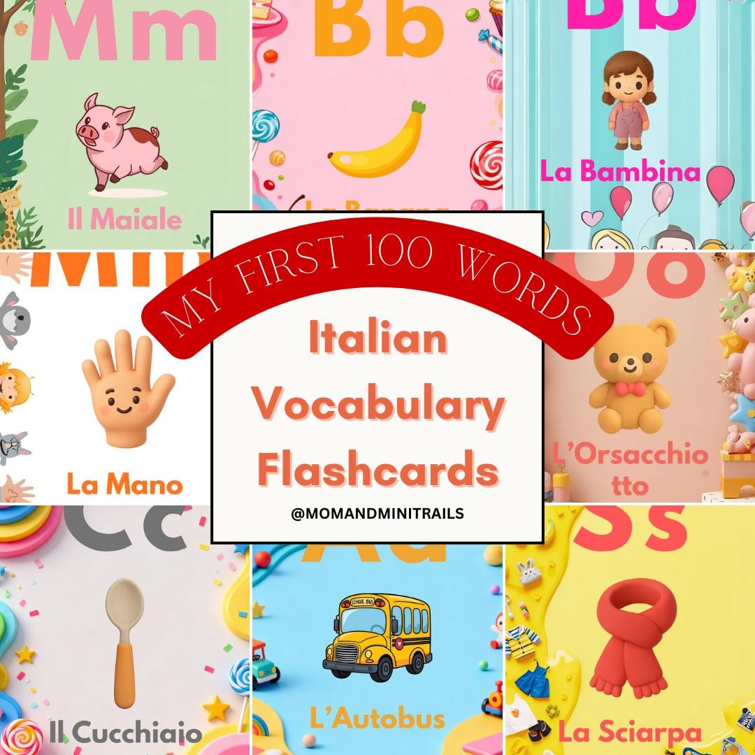 Italian Vocabulary Flashcards – My First 100 Words, Early Learning (PDF ...