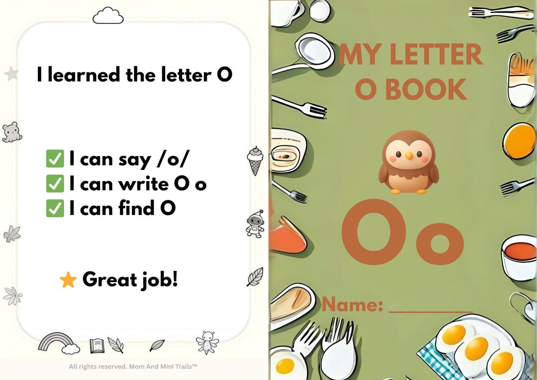 Letter O Mini Book | Preschool Phonics Worksheet (PDF Download) - Etsy ...