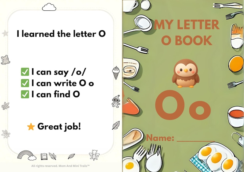 Letter O Mini Book | Preschool Phonics Worksheet (PDF Download) - Etsy ...