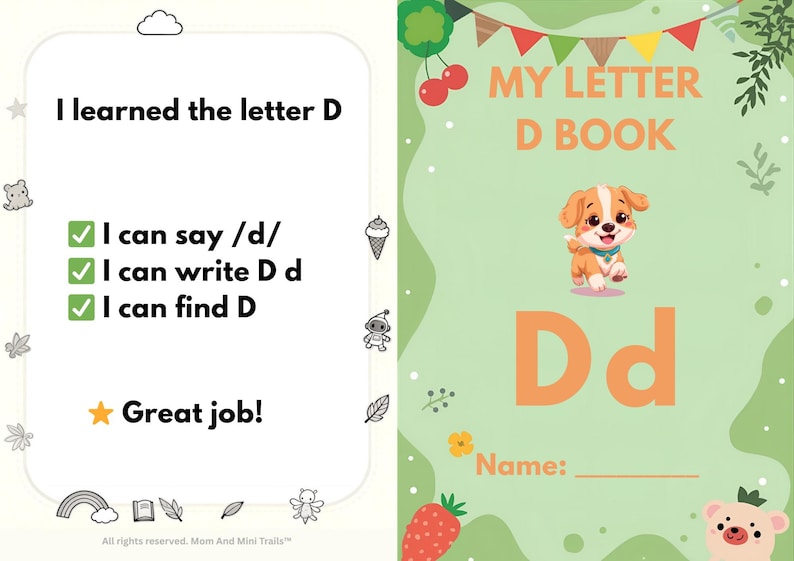 Letter D Mini Book | Printable Alphabet Activity (PDF Download - Etsy