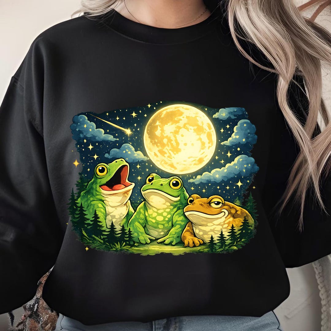 Frogs Howling at the Moon PNG, Meme Mountains Pines Nature Wildlife PNG ...