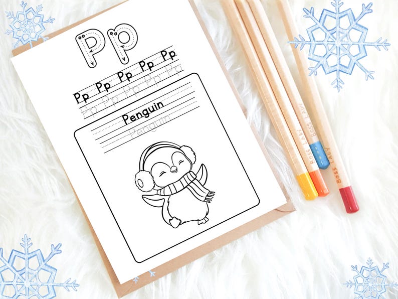 Winter Alphabet Tracing Worksheets | A-Z Coloring Pages (PDF) - Etsy