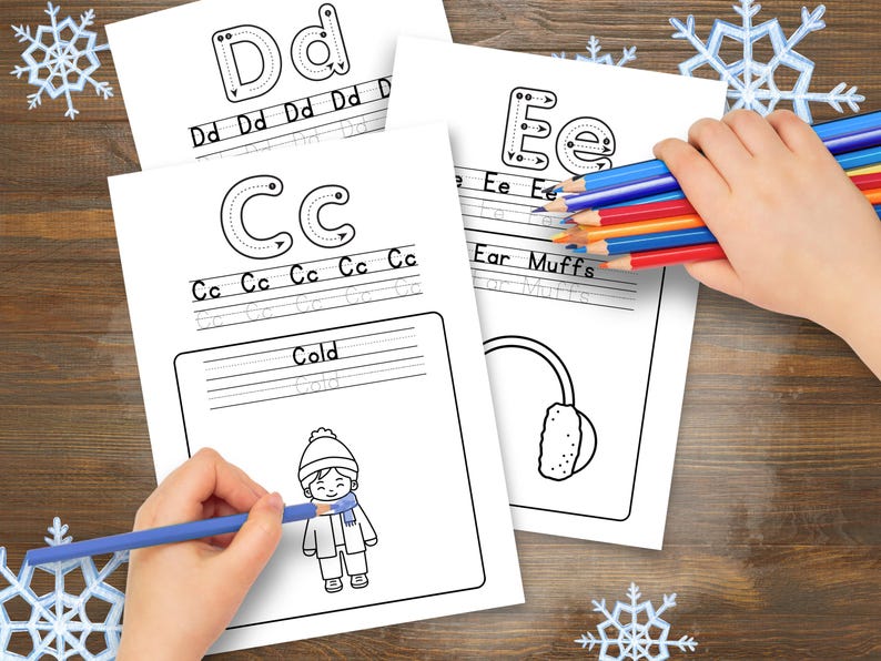 Winter Alphabet Tracing Worksheets | A-Z Coloring Pages (PDF) - Etsy