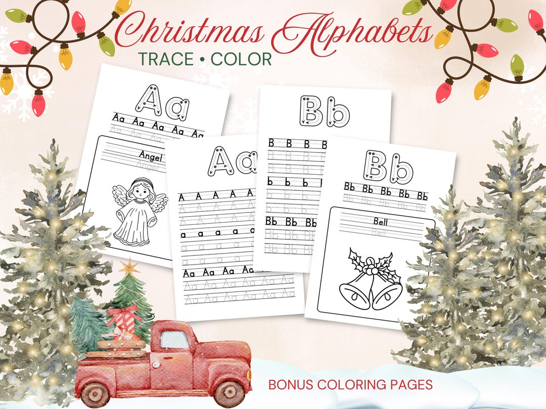 Christmas Alphabet Tracing Worksheets • Winter Learning Printables (PDF ...