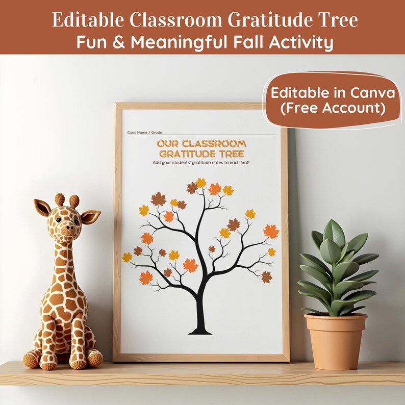 Editable Classroom Gratitude Tree Activity • Fall Bulletin Board Craft ...