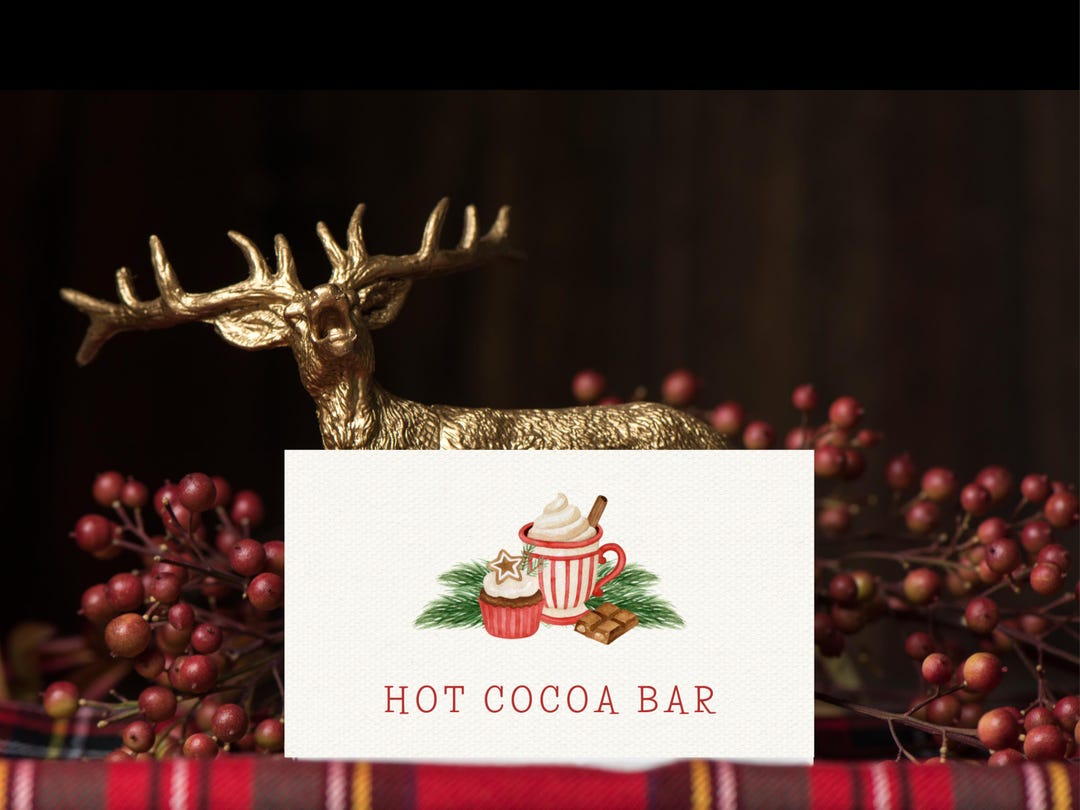 Hot Cocoa Bar Labels Printable • Christmas Food Labels • Flat ...