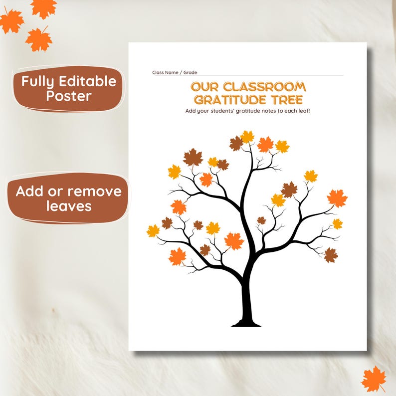 Classroom Gratitude Tree Activity • Fall Bulletin Board (canva Template ...