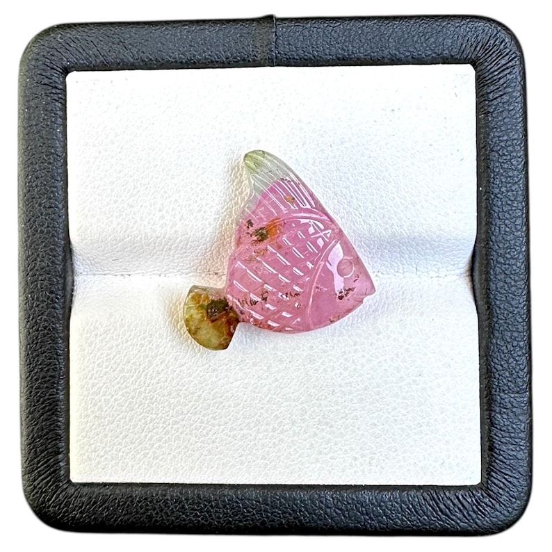 Hand Carved Tourmaline Fish Gemstones, Multi Color Fish Carvings ...
