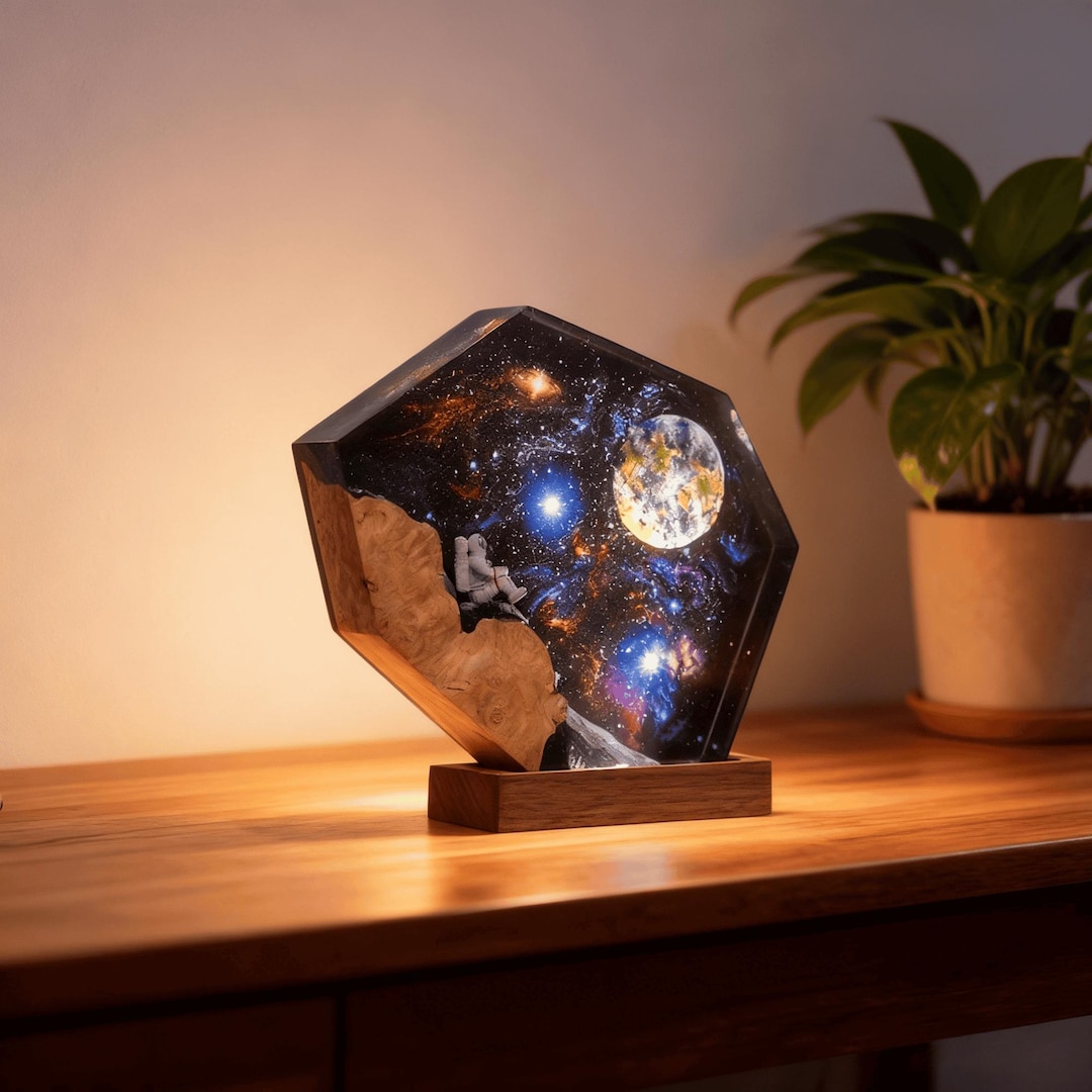 Astronaut Space Galaxy Resin Art With LED Light | Handmade Cosmic Scene ...
