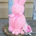 Flocked Pink Rabbit Decor With Roses Poppies and Mushroom - Etsy